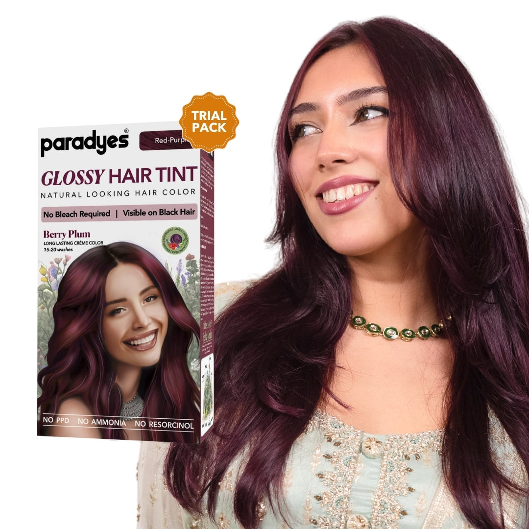Buy Now Paradyes Mini Berry Plum Glossy Hair Tint | No Bleach, Semi ...