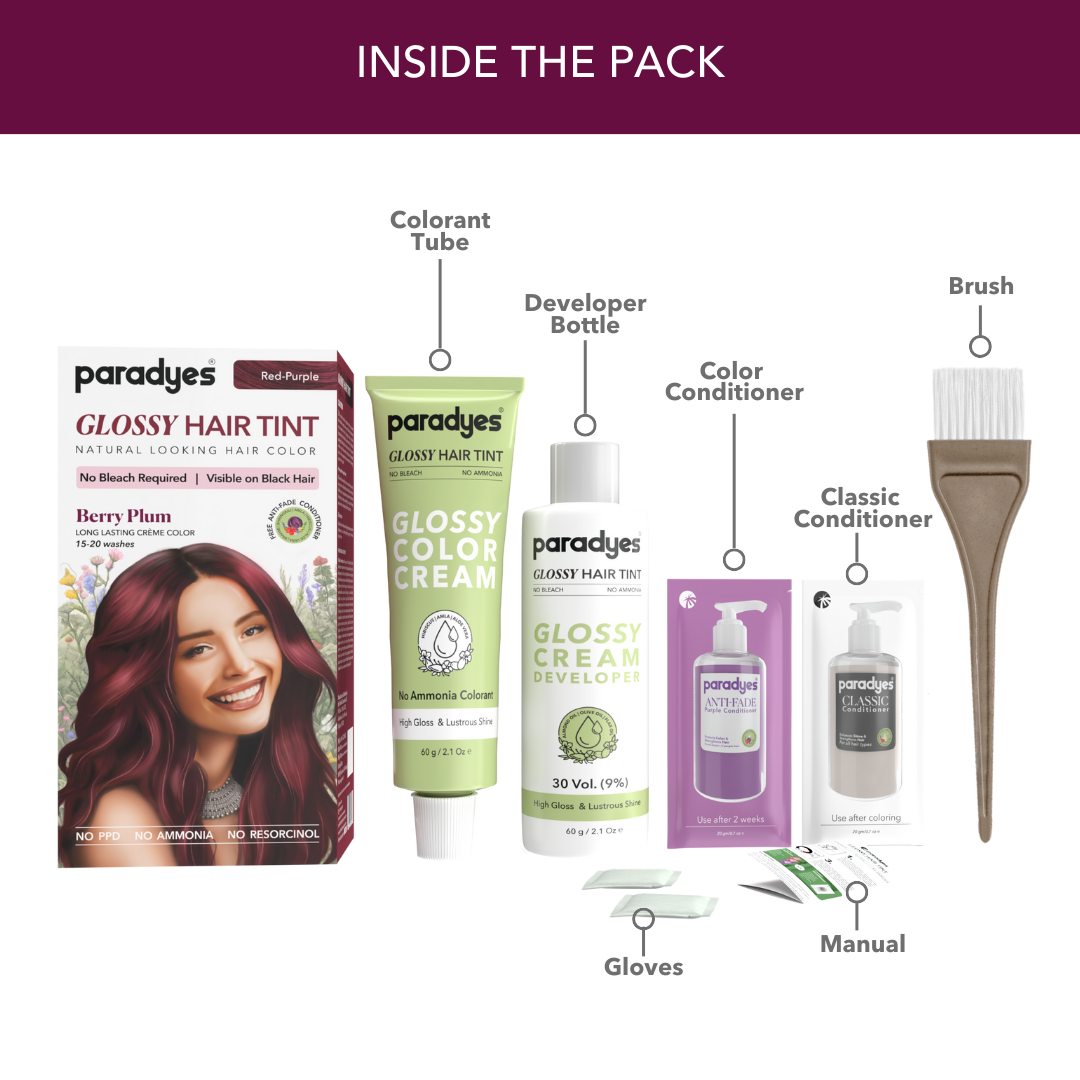 Buy Now Paradyes Berry Plum Glossy Hair Tint | No Bleach, Semi ...