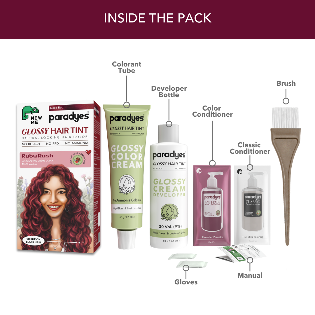 Buy Now Paradyes Ruby Rush Glossy Hair Tint | No Bleach, Semi-Permanent ...