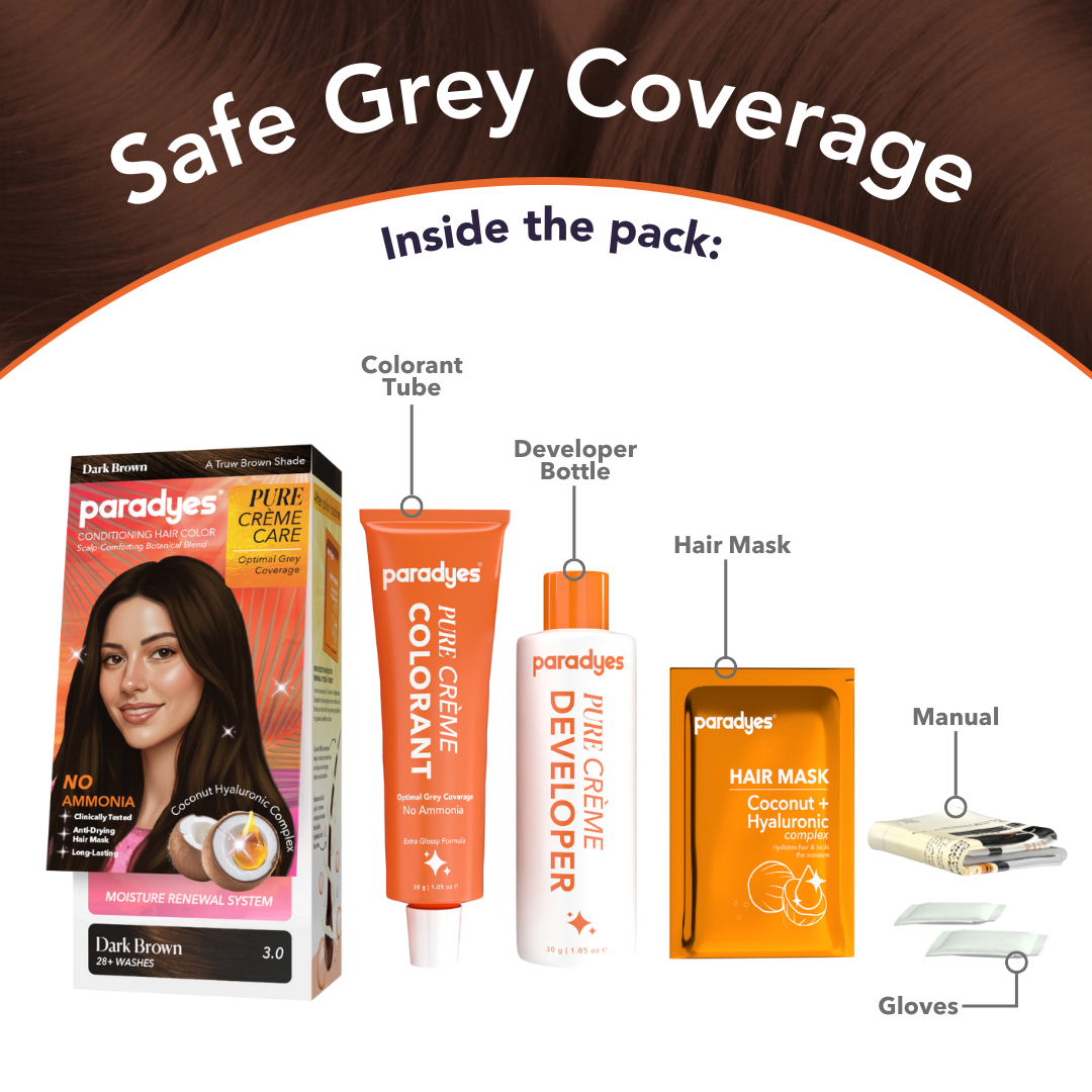 Pure Crème Care No Ammonia Hair Color Dark Brown 3.0 – Paradyes