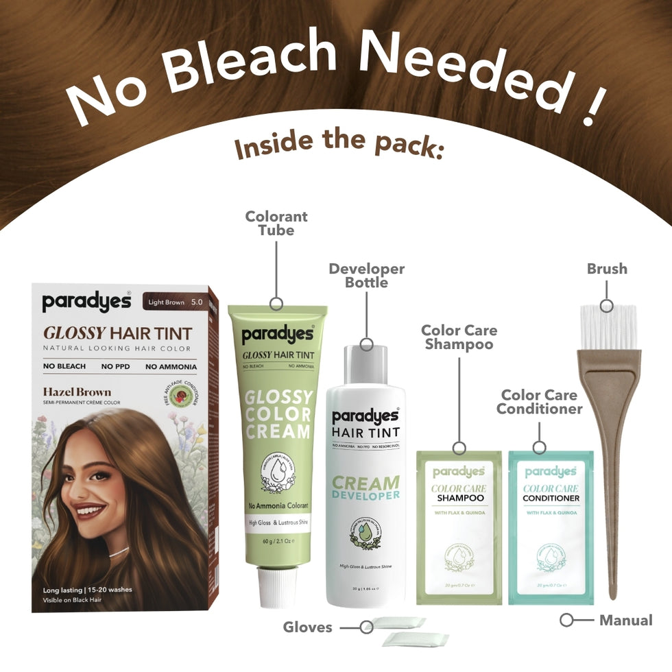 Buy Now Paradyes Hazel Brown Hair Tint | Glossy, Natural Look - No ...