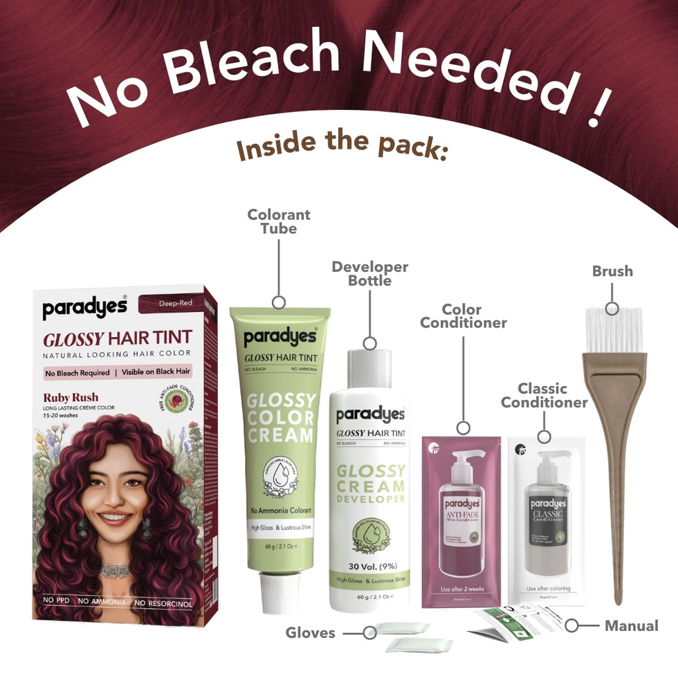 Buy Now Paradyes Ruby Rush Glossy Hair Tint | No Bleach, Semi-Permanent ...