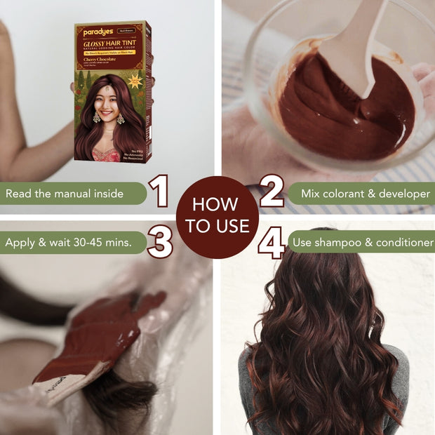 Buy Now Paradyes Cherry Chocolate Glossy Hair Tint | No Bleach, Semi ...