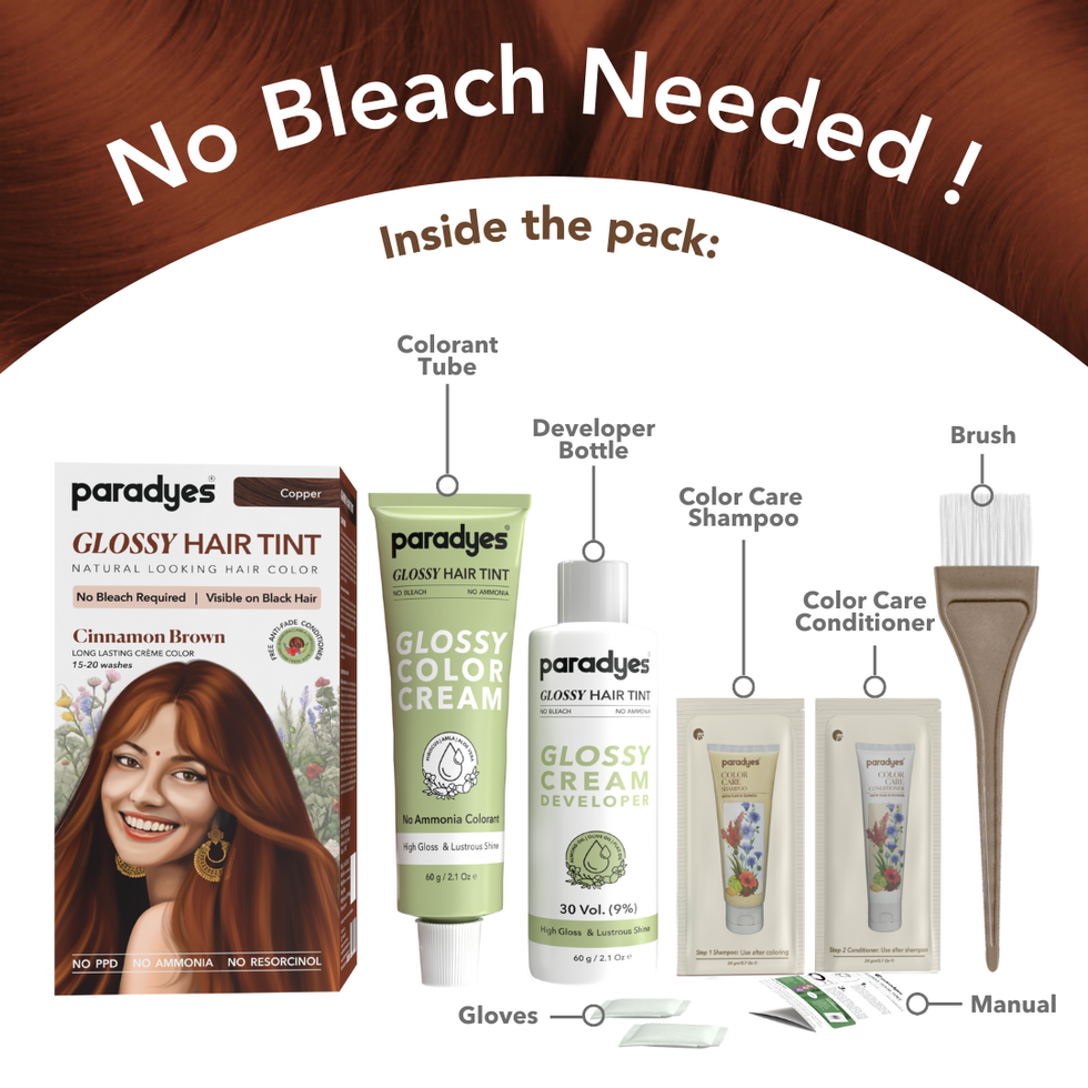 Buy Now Paradyes Cinnamon Brown Hair Tint | Glossy, Natural Look - No ...
