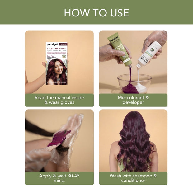 Buy Now Paradyes Berry Plum Glossy Hair Tint | No Bleach, Semi ...