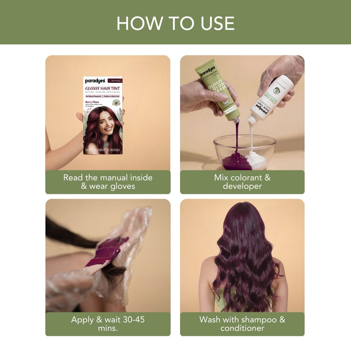 Buy Now Paradyes Mini Berry Plum Glossy Hair Tint | No Bleach, Semi ...