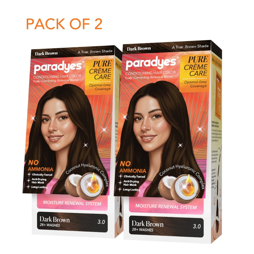 Pure Crème Care Grey Coverage Hair Color – Dark Brown 3.0 (Pack of 2 ...