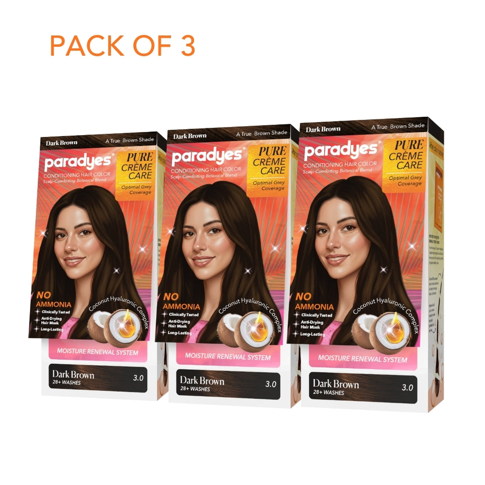 Pure Crème Care Grey Coverage Hair Color – Dark Brown 3.0 | Paradyes
